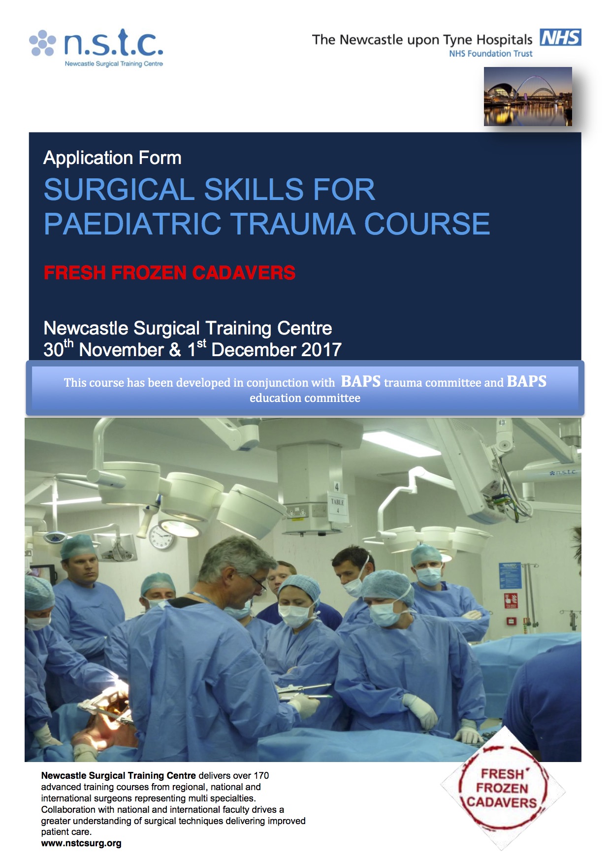 Paediatric advanced cadaveric trauma surgery course | British ...